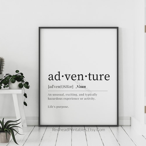 Adventure Dictionary Definition Meaning PRINTABLE Art - Etsy UK