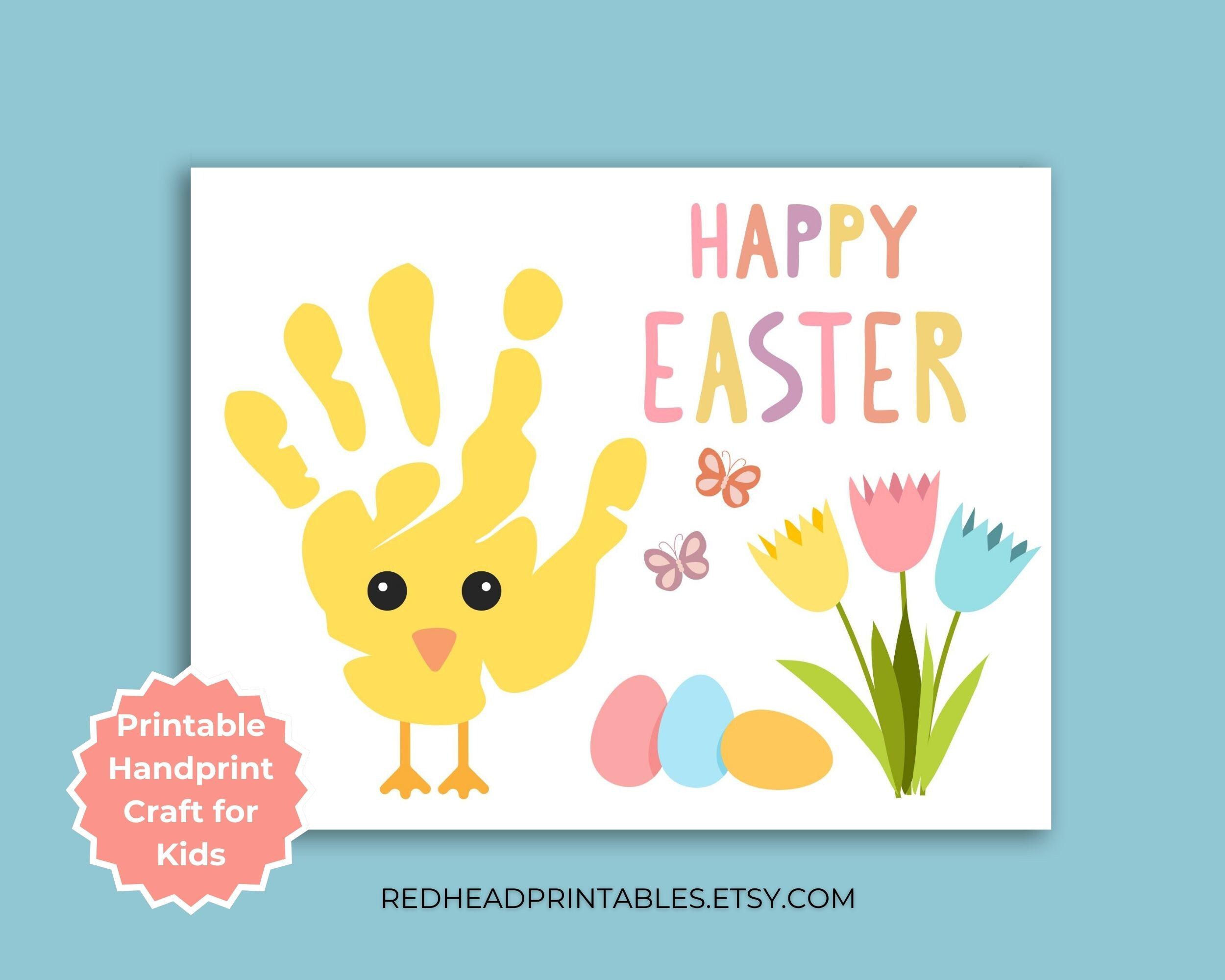 Easter Handprint Craft Kids Printable, Happy Easter Handprint Kids ...
