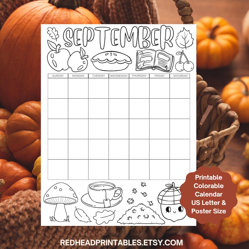 September Calendar - Etsy