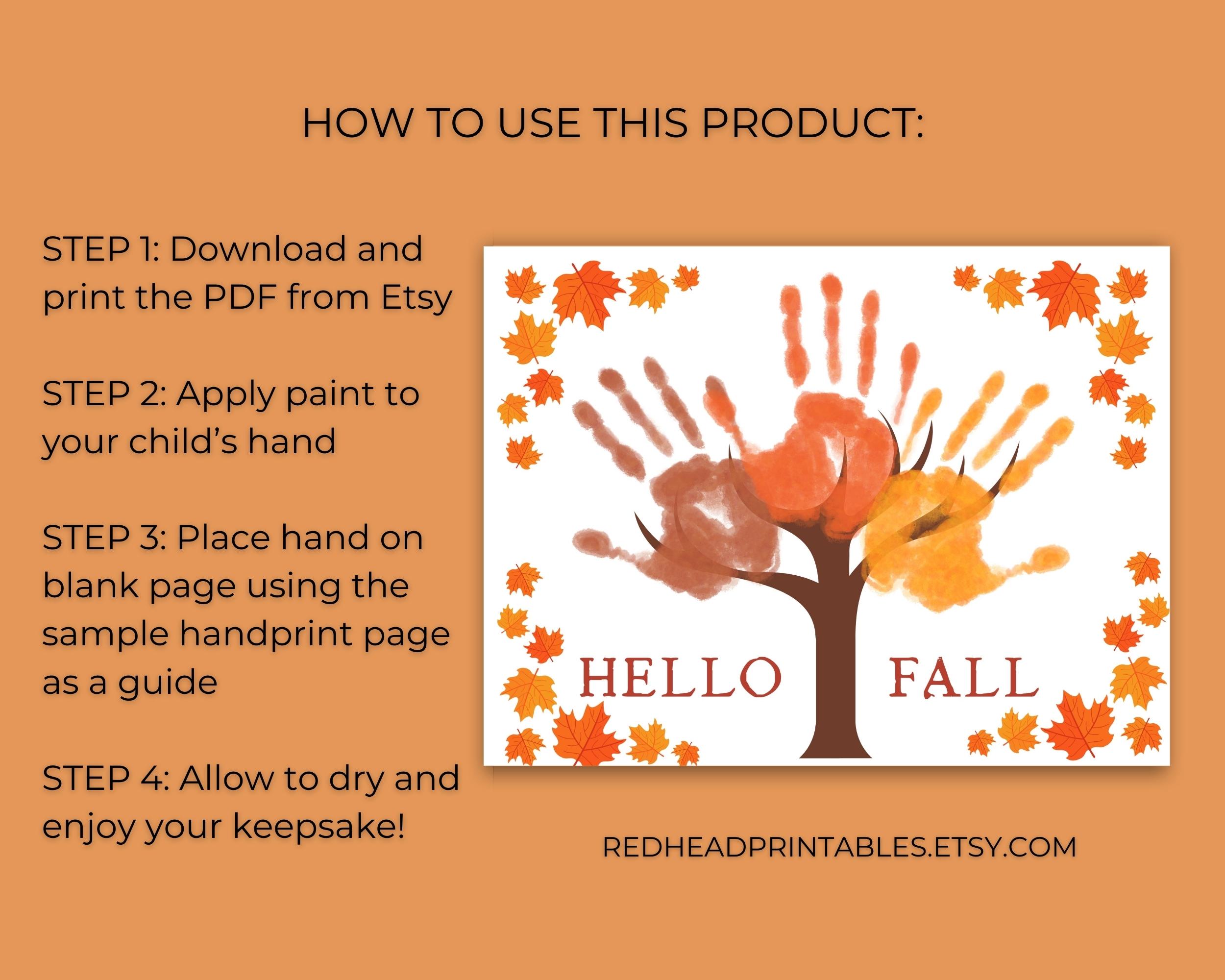 Hello Fall Handprint Art Craft, Autumn Leaves Tree Handpint Craft for ...