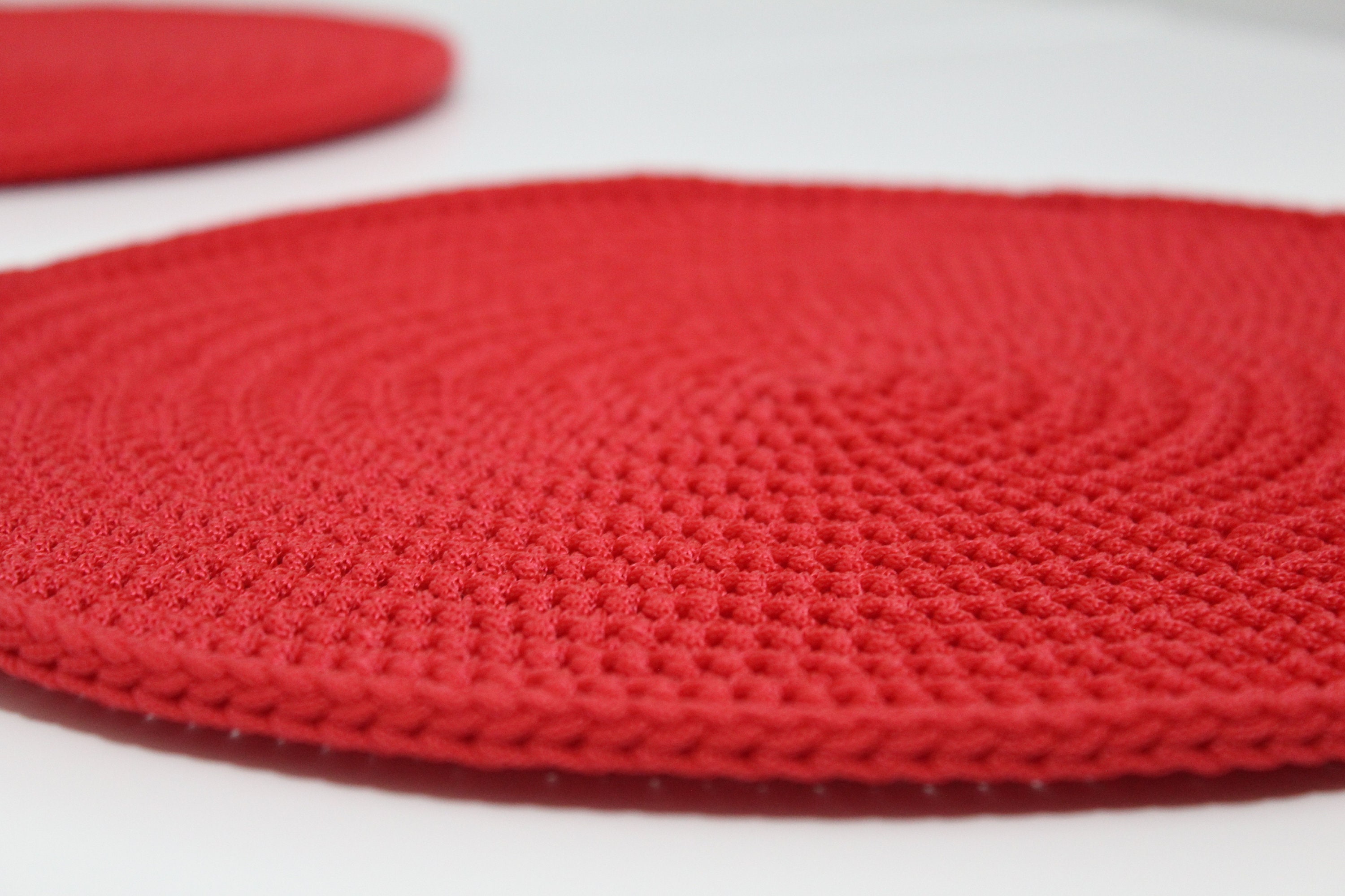 Red Place Mats Round Table Mats Made by Hand Dining Table - Etsy UK