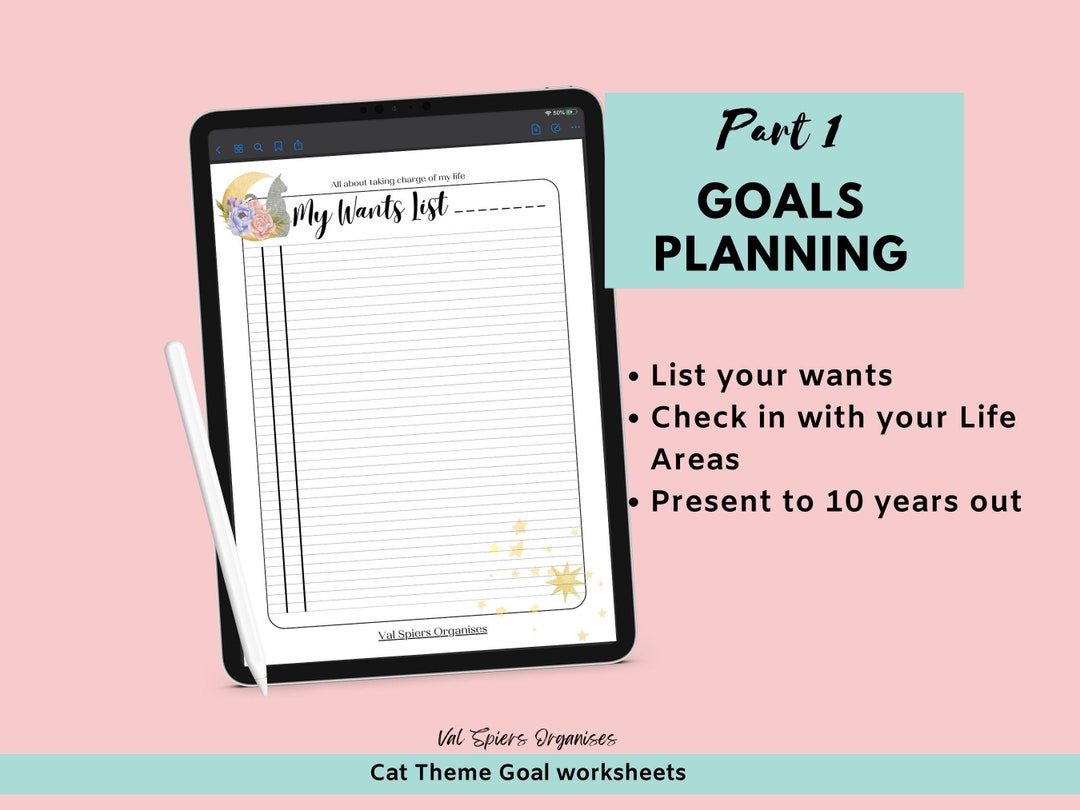 Digital Planner Goals Worksheets Part 1, for Goodnotes and Printable ...