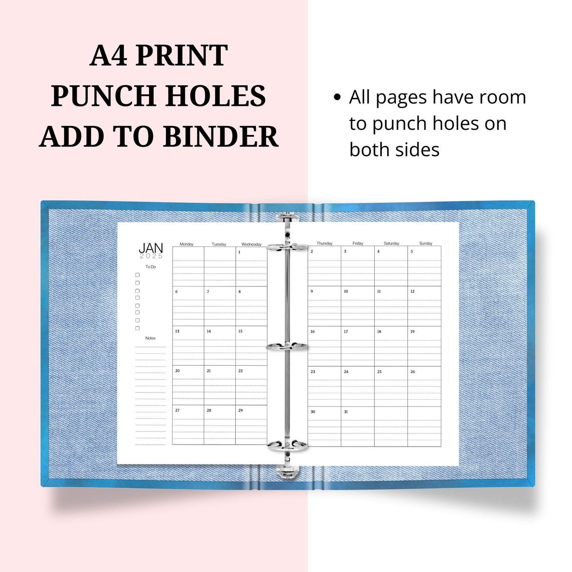 2025 Month Over 2 Pages Planner Inserts, Printable A4 Size, Minimalist ...