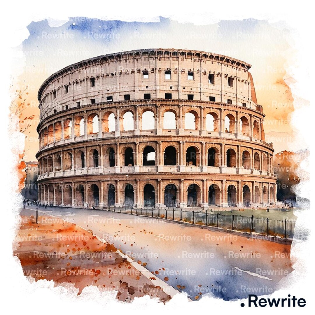 10 Colosseum Clipart, Watercolor Roman Colosseum, Ancient Rome Clipart ...