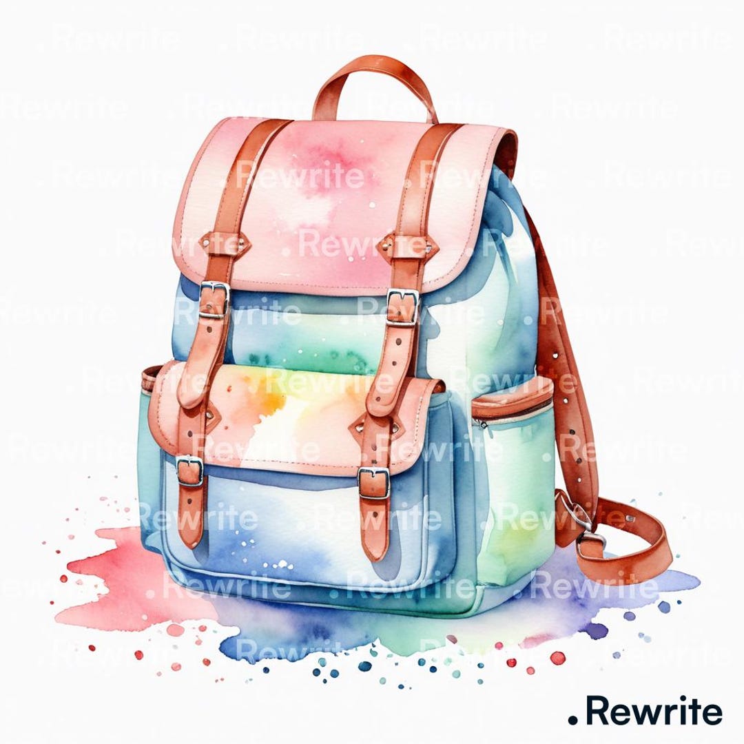 12 Colorful Backpack Clipart | Printable Watercolor Clipart | High ...