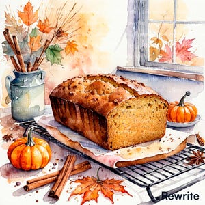 8 Autumn Pumpkin Bread Clipart | High Quality JPG | Printable Cozy Fall ...