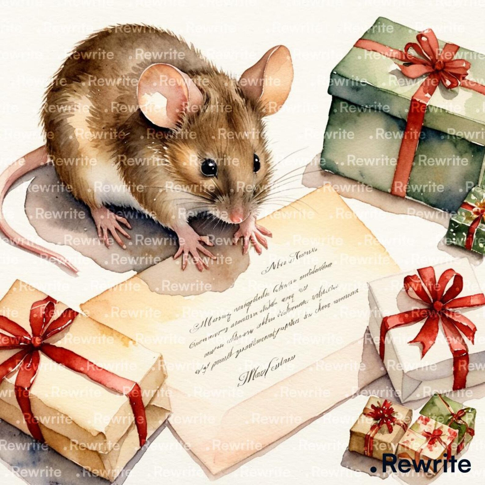 12 Christmas Mouse Clipart, Cute Watercolor Holiday Mice, Festive ...