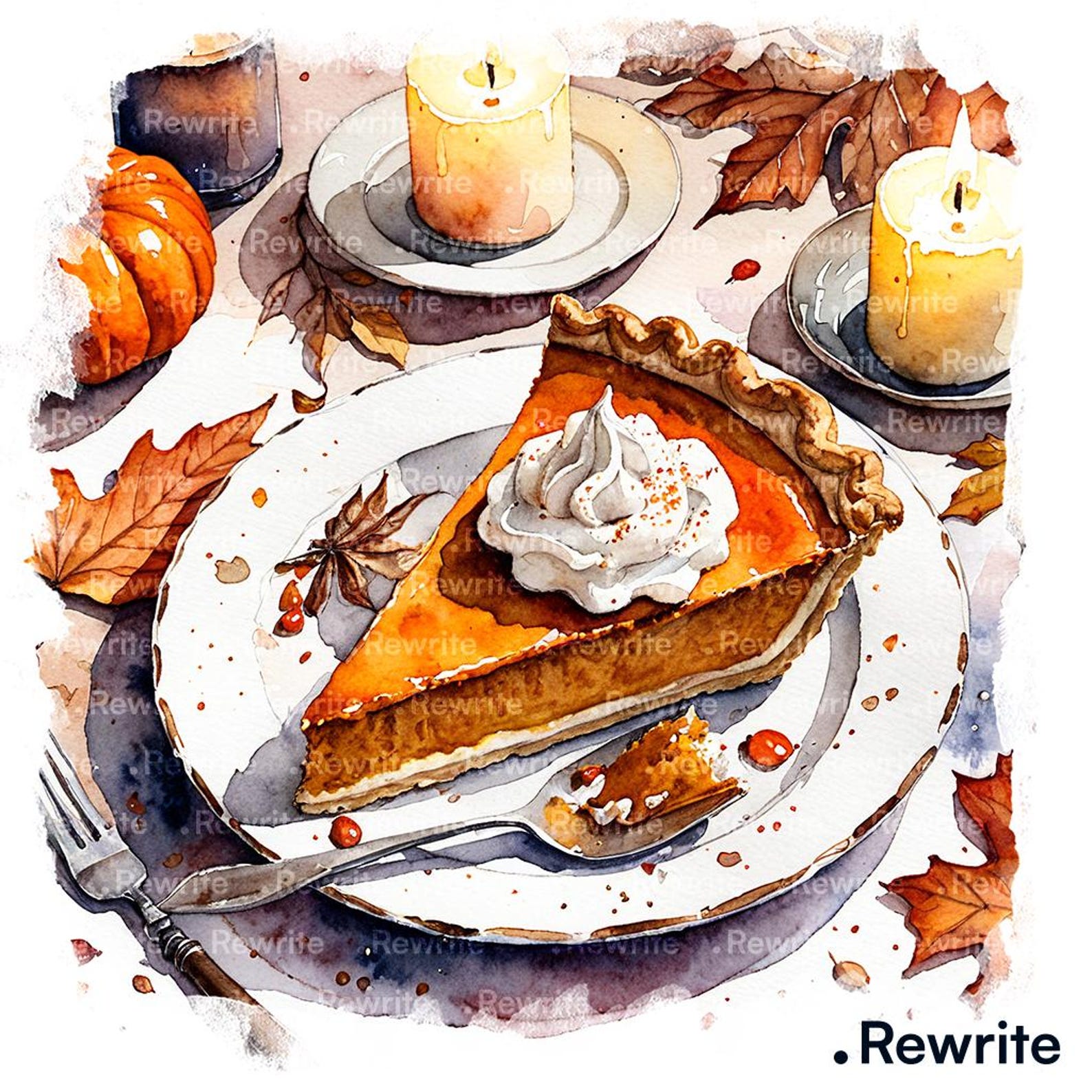 8 Pumpkin Pie Clipart, Watercolor Pumpkin Pie, Fall Dessert Clipart ...