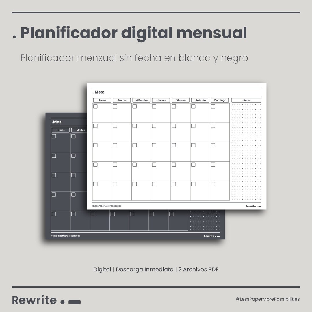 Monthly Digital Planner. Spanish Digital Planner. Undated Planner ...