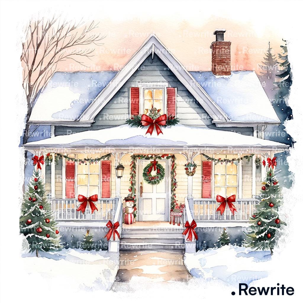 10 Winter Houses Clipart, Christmas Houses Clipart, Watercolor Winter ...