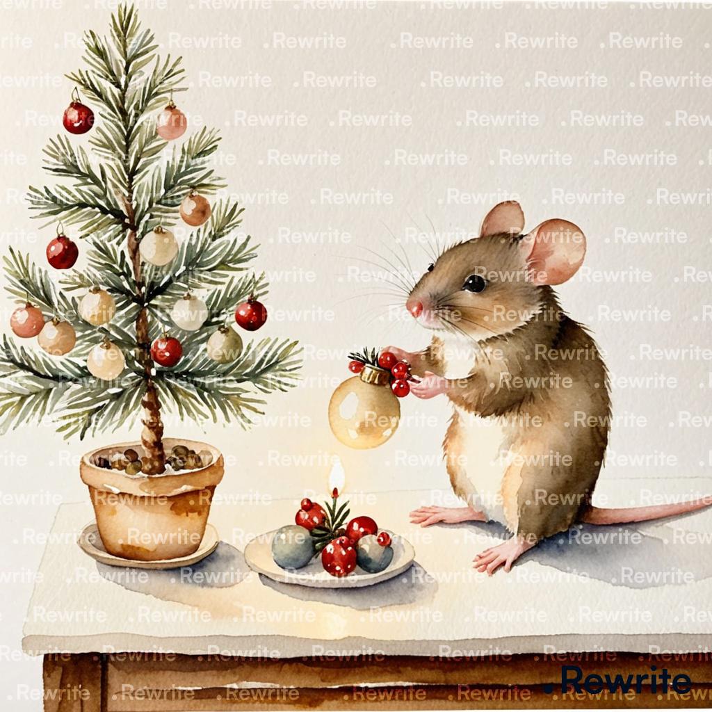 12 Christmas Mouse Clipart, Cute Watercolor Holiday Mice, Festive ...