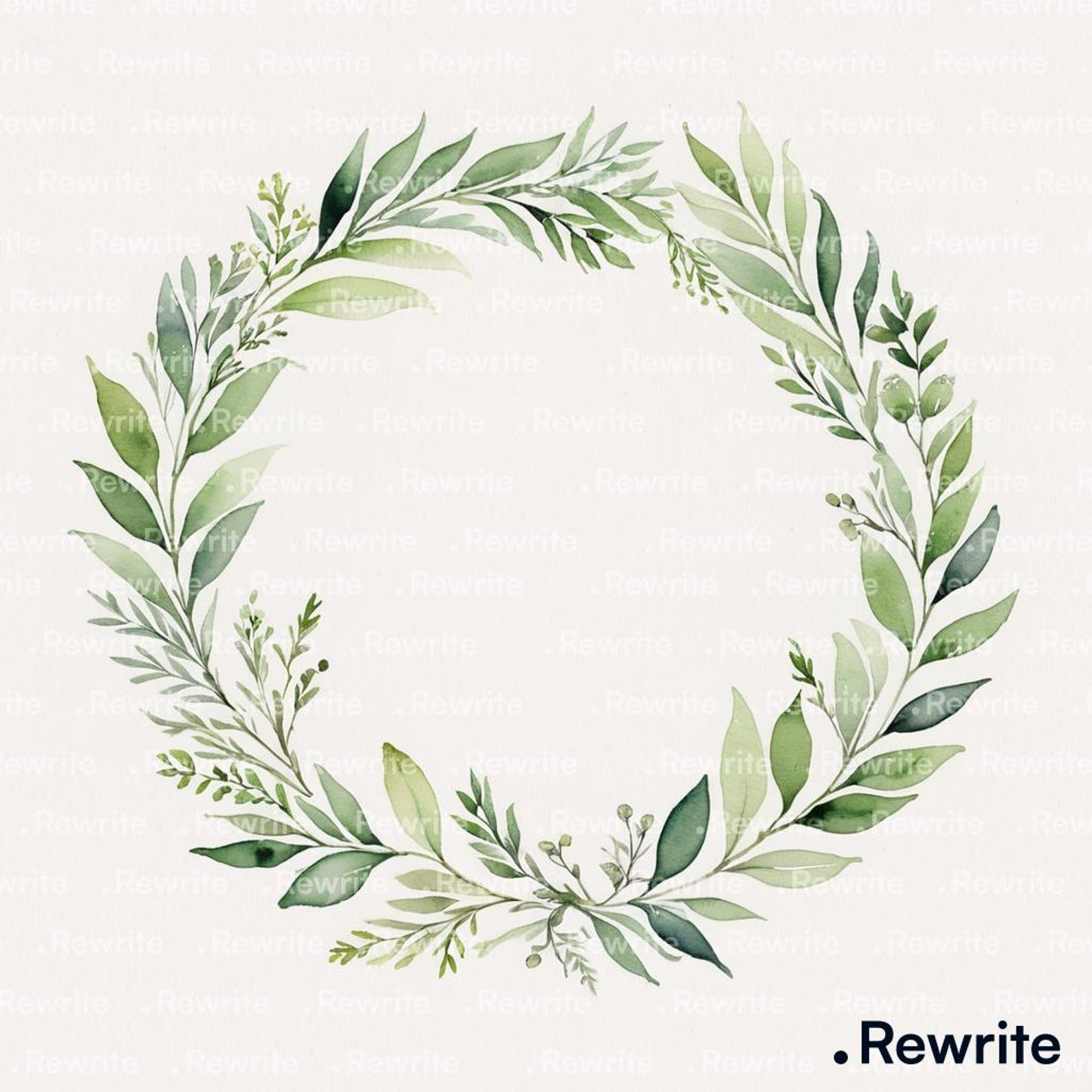 10 Botanical Wreath Clipart, Watercolor Greenery Wreath for Invitations ...