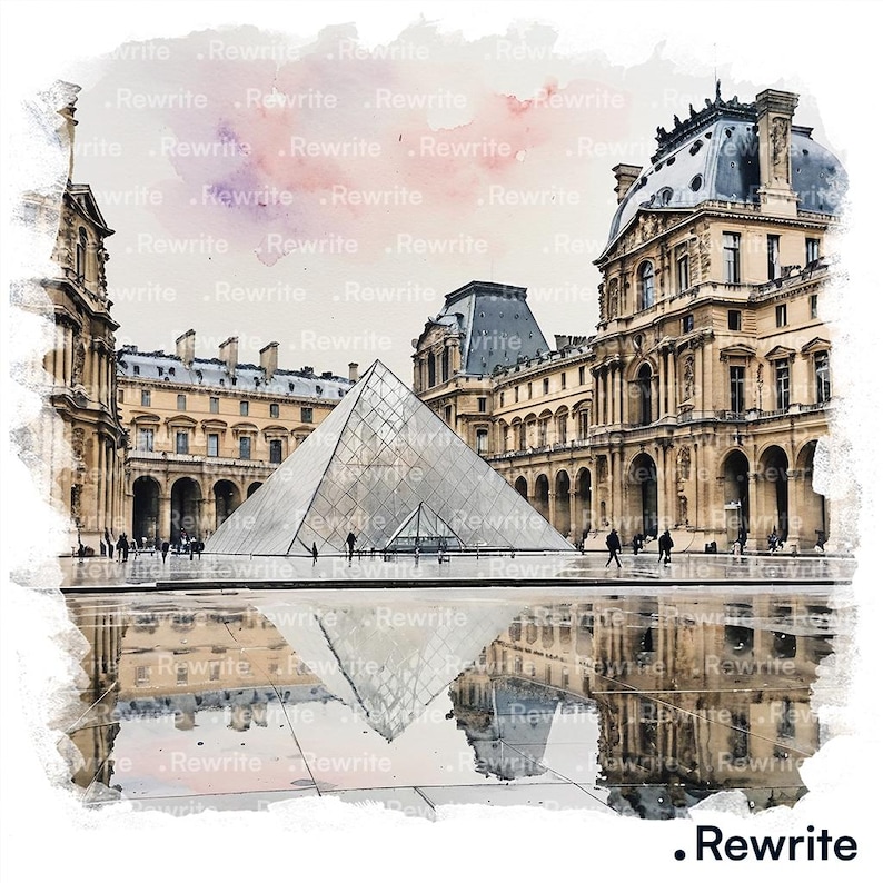 10 Louvre Museum Clipart Bundle, Watercolor Paris Landmark, Louvre ...