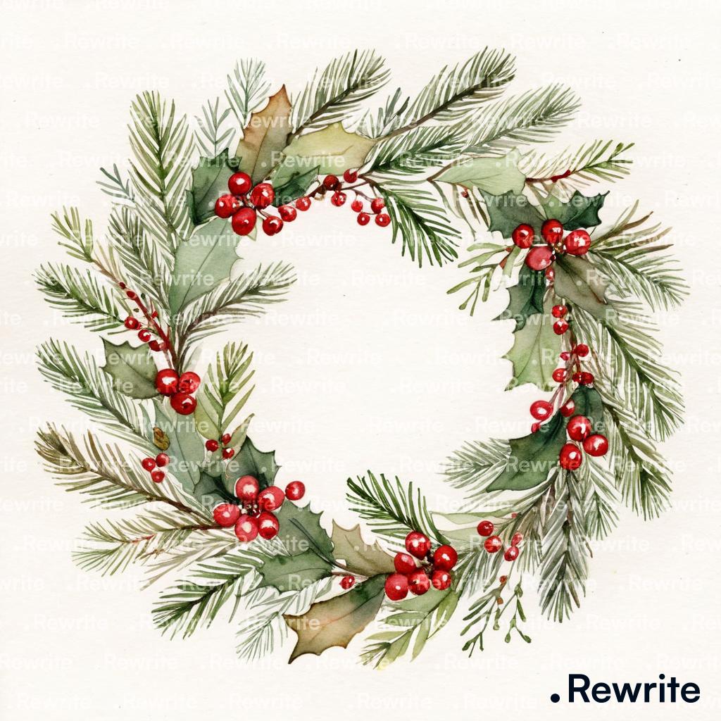 10 Christmas Wreath Clipart, Watercolor Holiday Greenery & Mistletoe ...