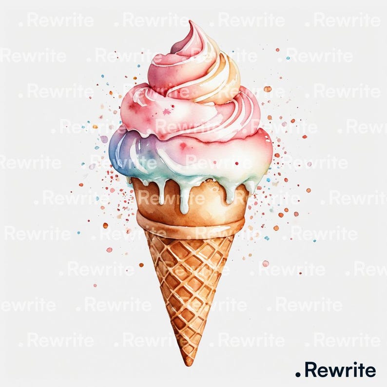 18 Ice Cream Cone Clipart | Printable Watercolor Clipart | High Quality ...
