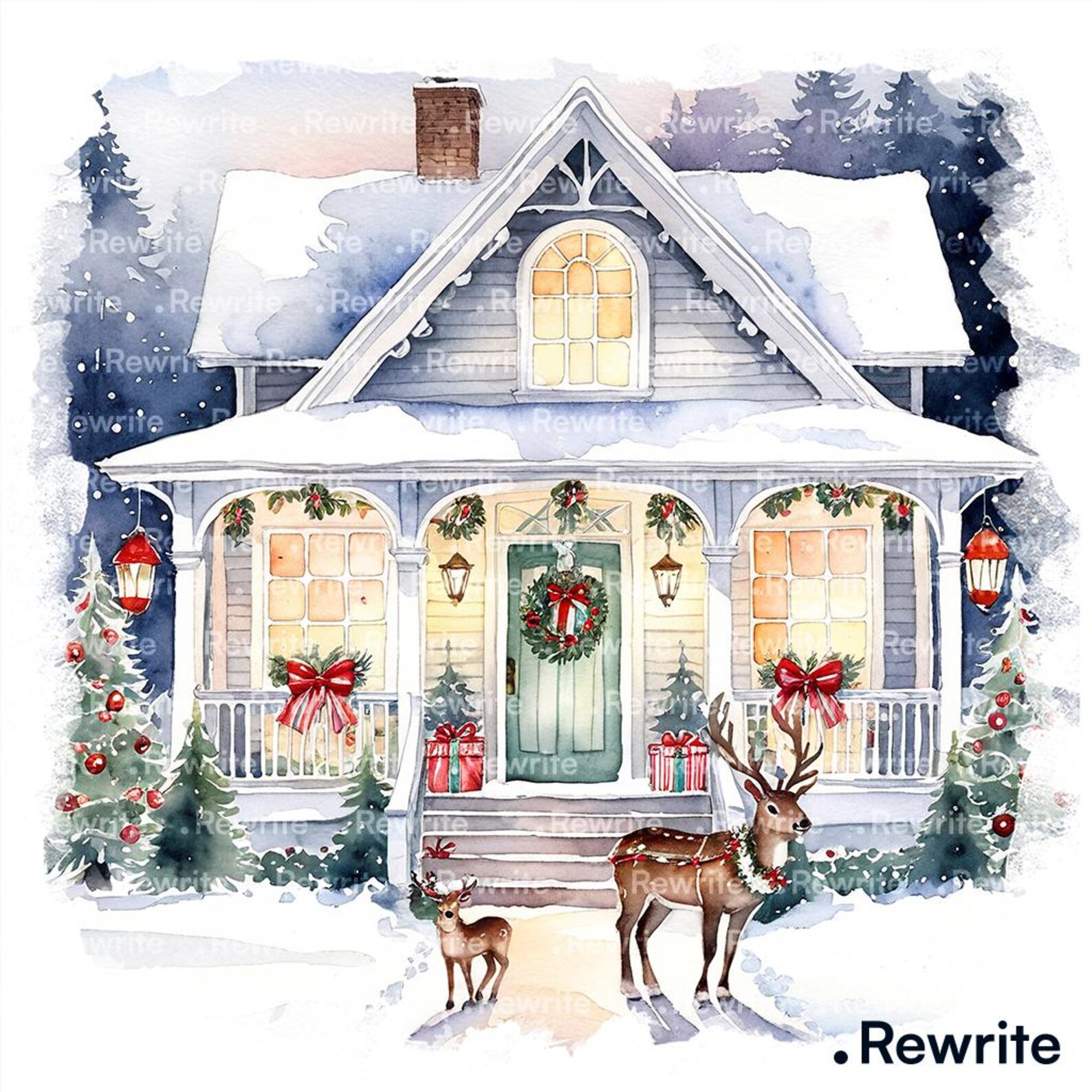 10 Winter Houses Clipart, Christmas Houses Clipart, Watercolor Winter ...