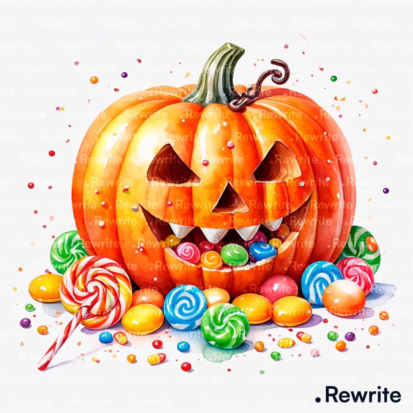 10 Candy Pumpkin | High Quality JPG | Printable Watercolor Halloween ...