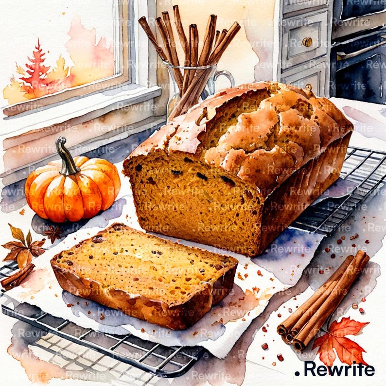 8 Autumn Pumpkin Bread Clipart | High Quality JPG | Printable Cozy Fall ...
