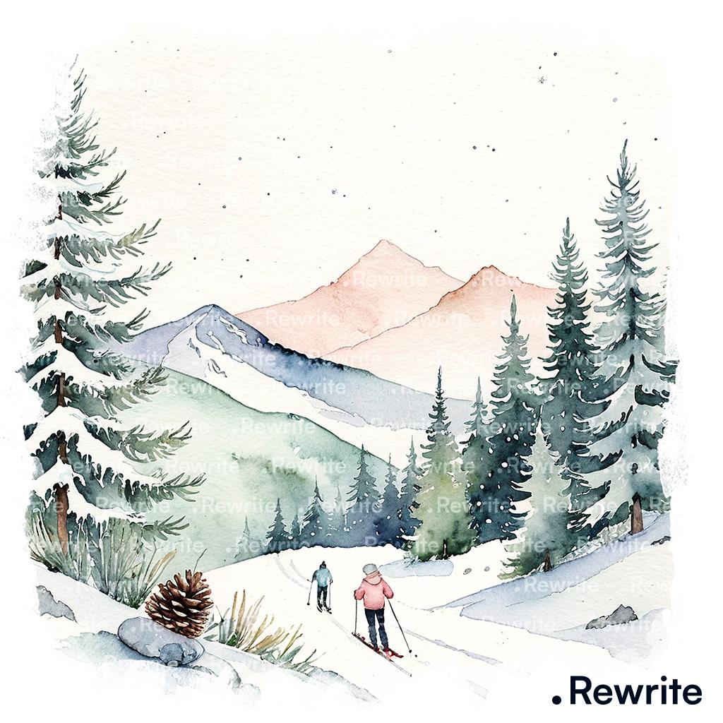 12 Watercolor Ski Slope Clipart, Snowy Mountain Landscapes and Winter ...