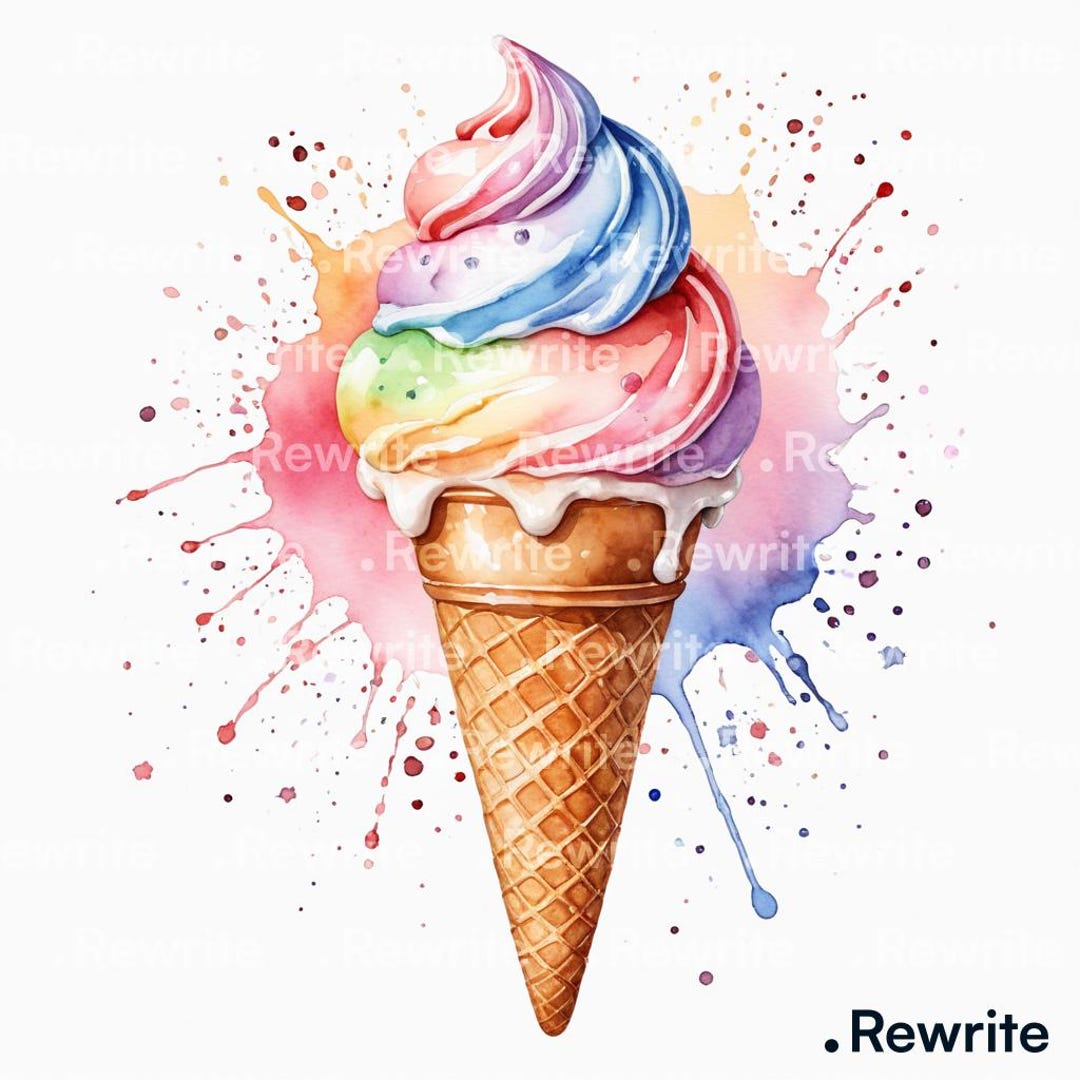 18 Ice Cream Cone Clipart | Printable Watercolor Clipart | High Quality ...