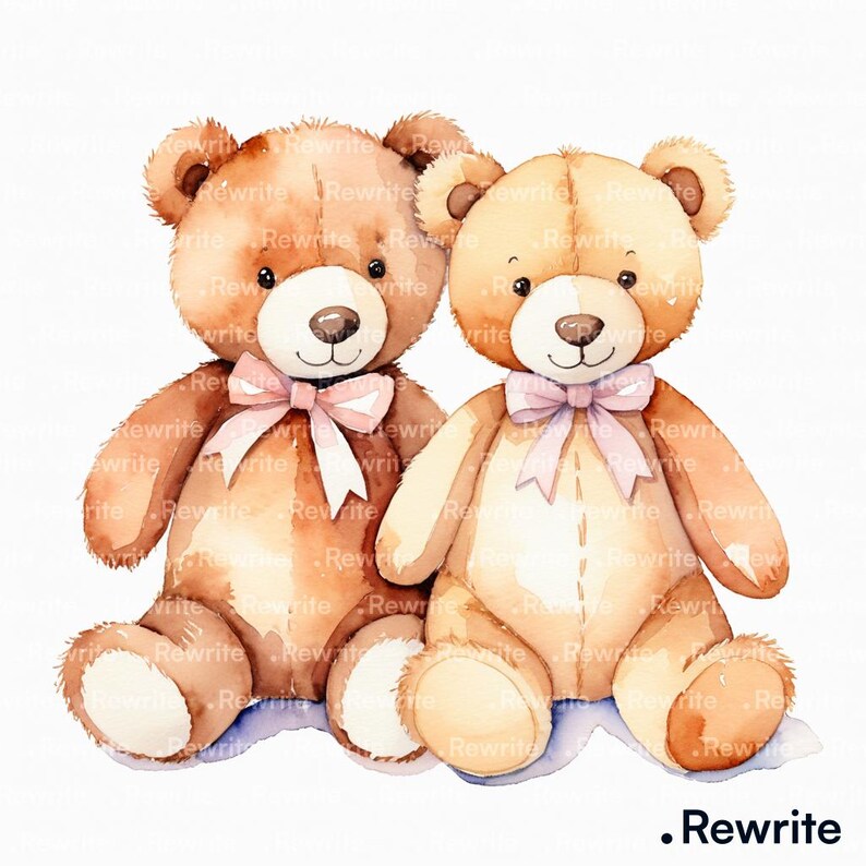 8 Clipart de Ositos de Peluche en Acuarela, Decoración Infantil y Baby ...