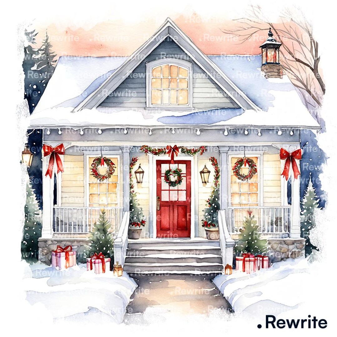 10 Winter Houses Clipart, Christmas Houses Clipart, Watercolor Winter ...