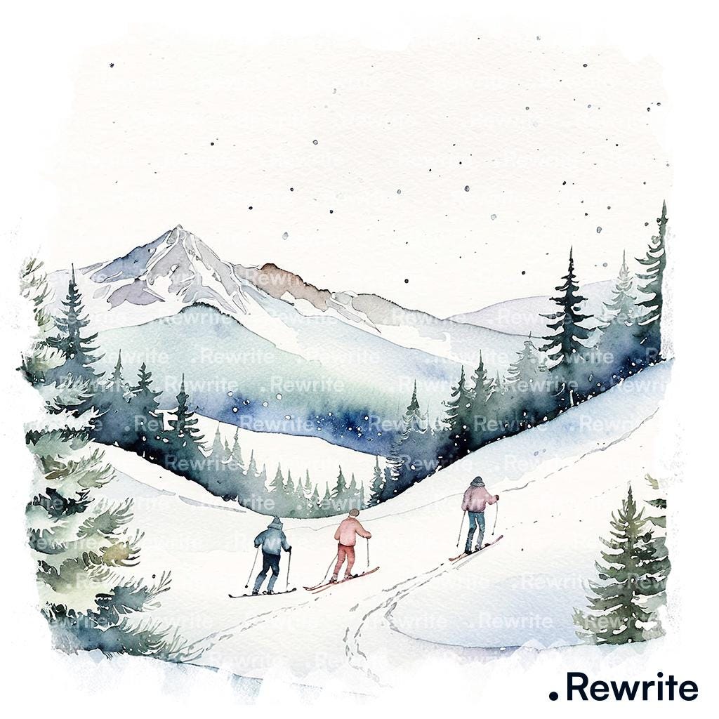12 Watercolor Ski Slope Clipart, Snowy Mountain Landscapes and Winter ...