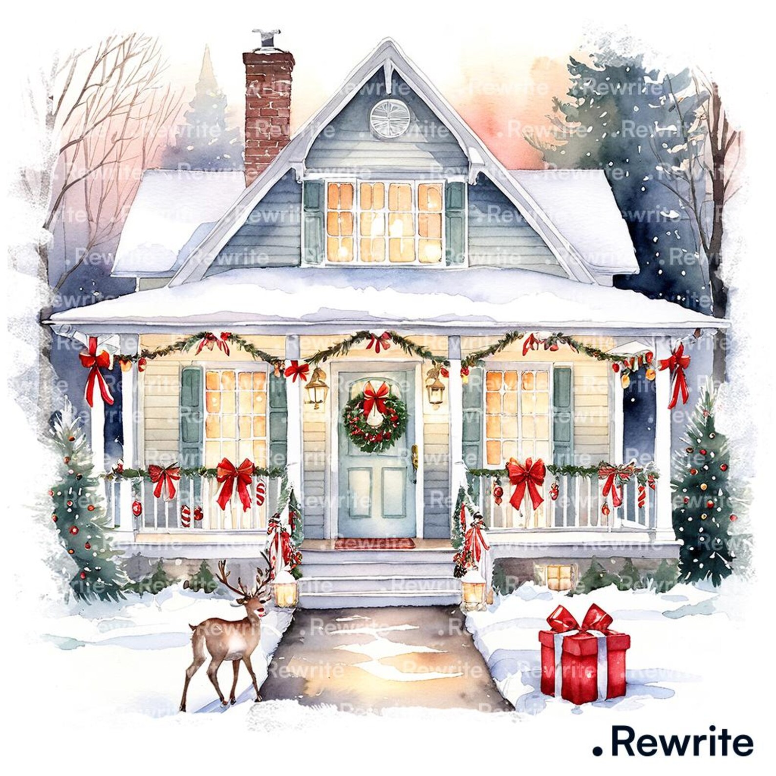 10 Winter Houses Clipart, Christmas Houses Clipart, Watercolor Winter ...