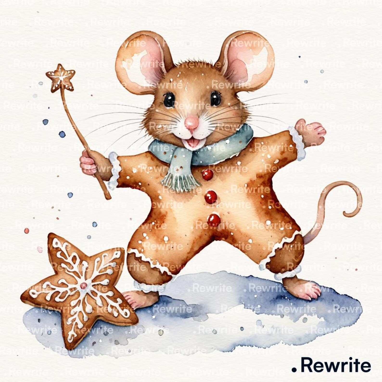 12 Christmas Mouse Clipart, Cute Watercolor Holiday Mice, Festive ...