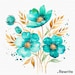 10 Turquoise Flowers Clipart | High Quality JPG | Printable Watercolor ...