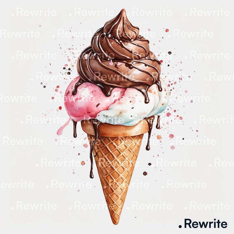 18 Ice Cream Cone Clipart | Printable Watercolor Clipart | High Quality ...
