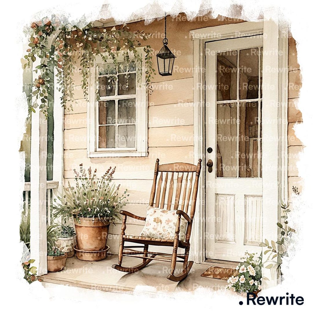 10 Cottagecore Porch Clipart, Rustic Farmhouse Front Door, Watercolor ...