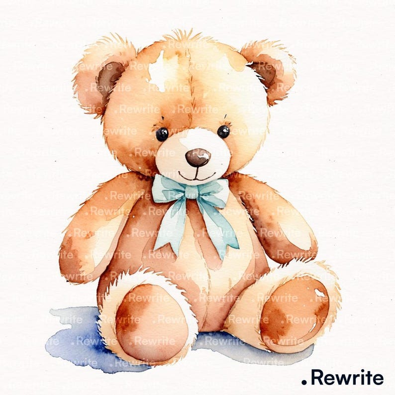 8 Clipart de Ositos de Peluche en Acuarela, Decoración Infantil y Baby ...