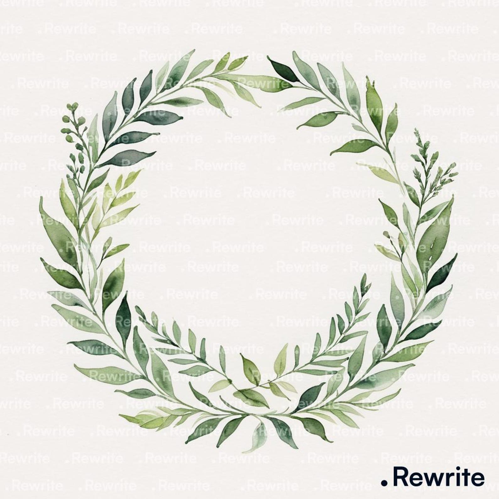 10 Botanical Wreath Clipart, Watercolor Greenery Wreath for Invitations ...