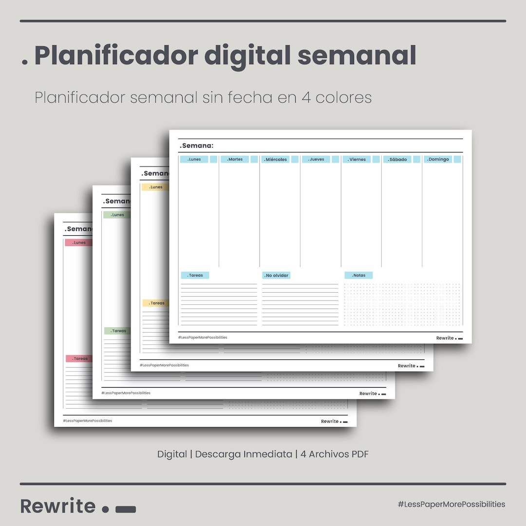 Weekly Digital Planner. Horizontal Digital Planner. Planner in Spanish ...