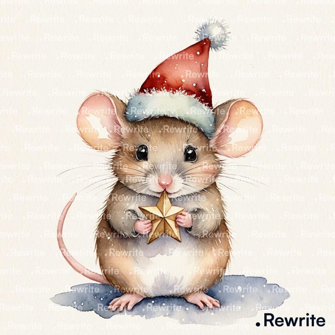 12 Christmas Mouse Clipart, Cute Watercolor Holiday Mice, Festive ...
