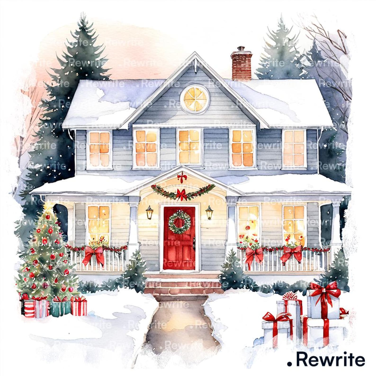 10 Winter Houses Clipart, Christmas Houses Clipart, Watercolor Winter ...