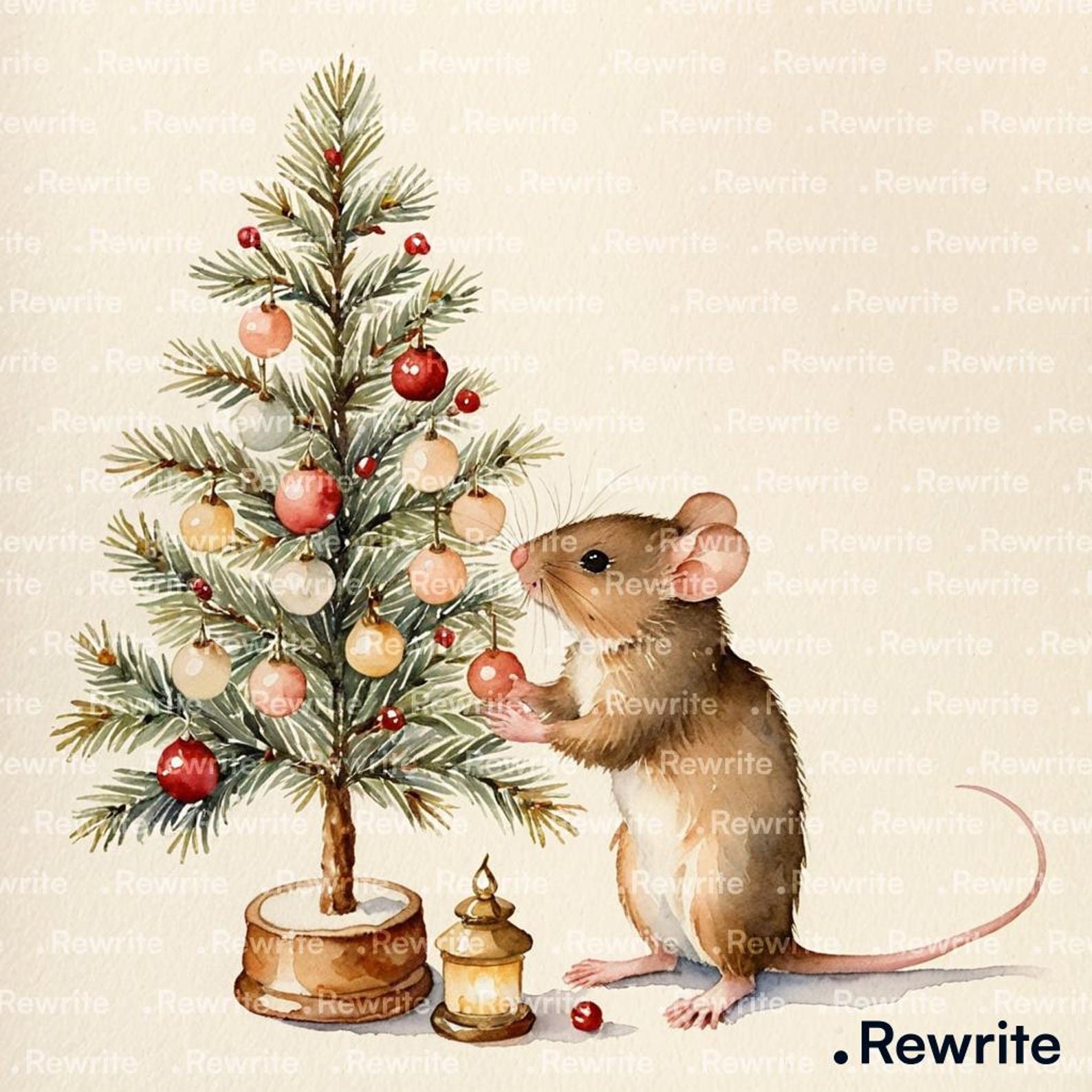 12 Christmas Mouse Clipart, Cute Watercolor Holiday Mice, Festive ...