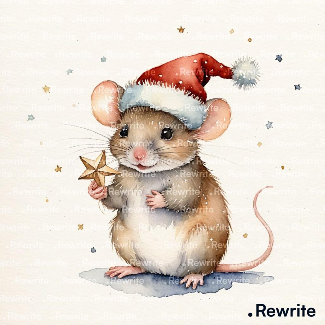 12 Christmas Mouse Clipart, Cute Watercolor Holiday Mice, Festive ...