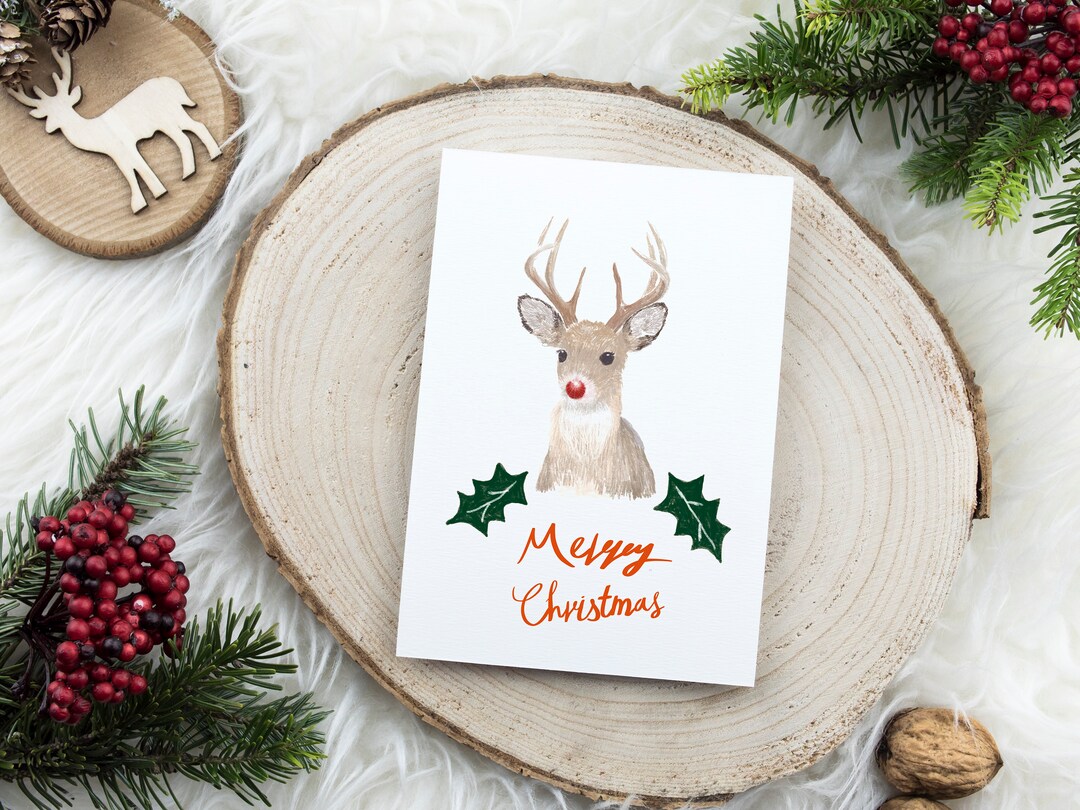 Printable Christmas Card L Colorpencil Drawing L Merry Christmas - Etsy