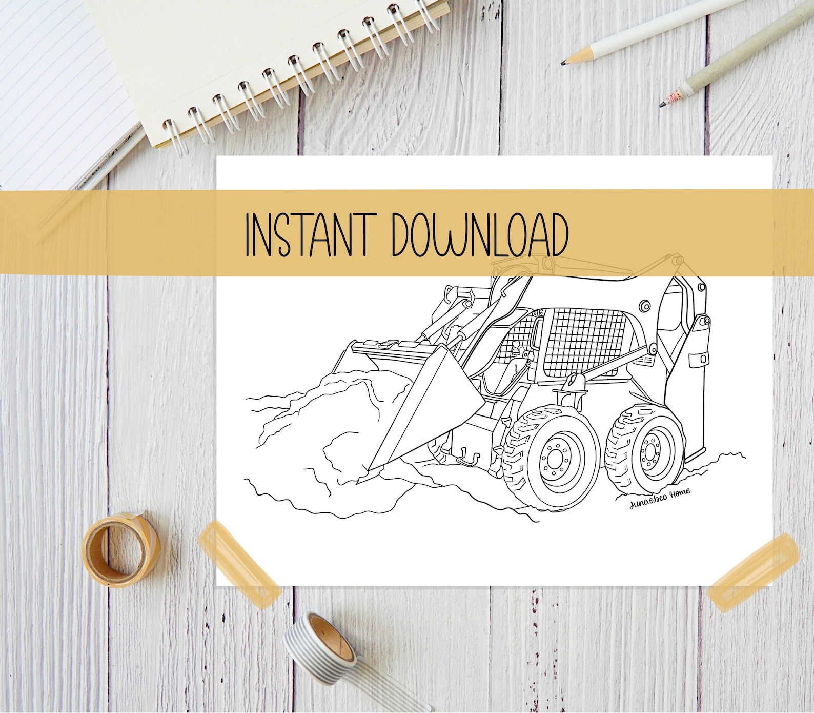 Skid Steer Coloring Pages, Mini Loader Printable, Construction ...