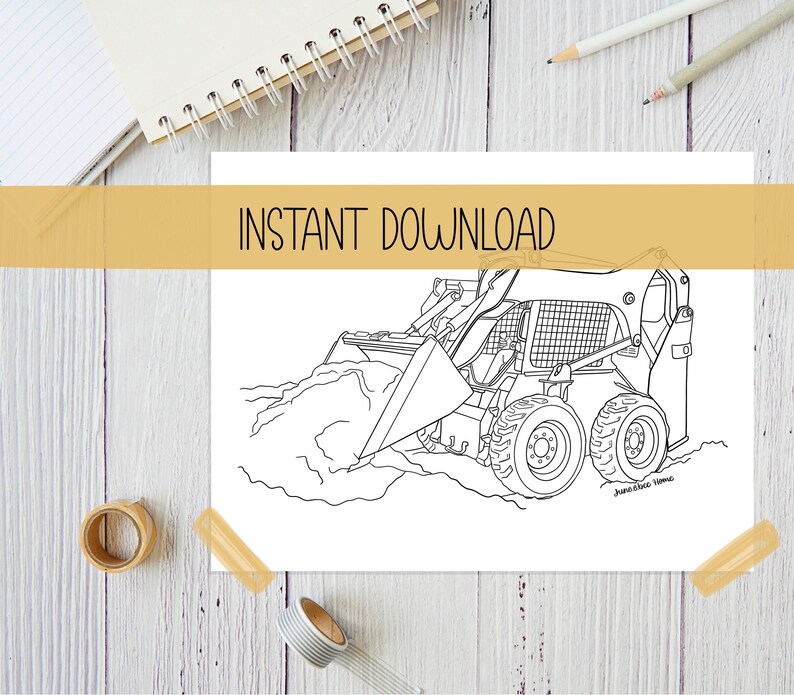 Skid Steer Coloring Pages, Mini Loader Printable, Construction ...
