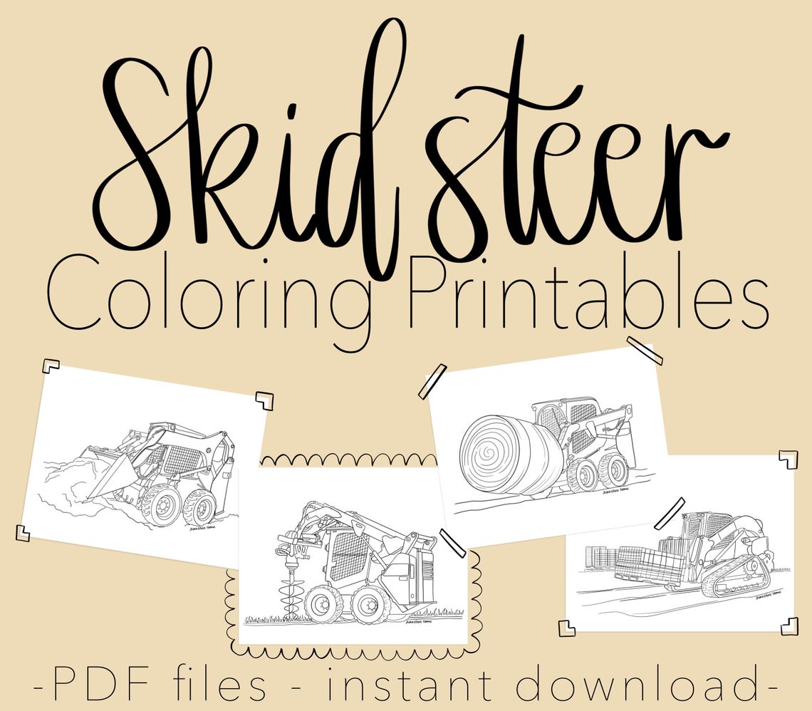 Skid Steer Coloring Pages, Mini Loader Printable, Construction ...