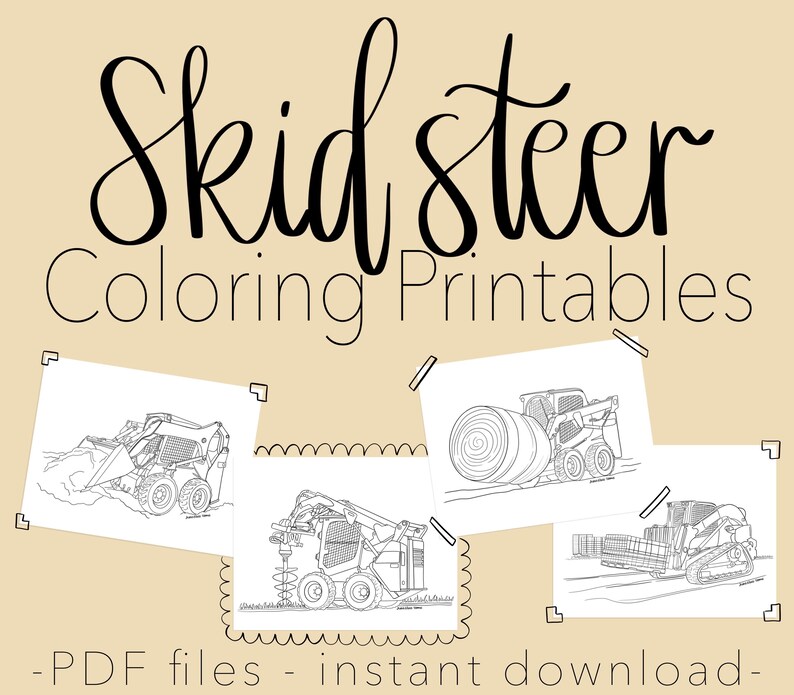 Skid Steer Coloring Pages, Mini Loader Printable, Construction ...