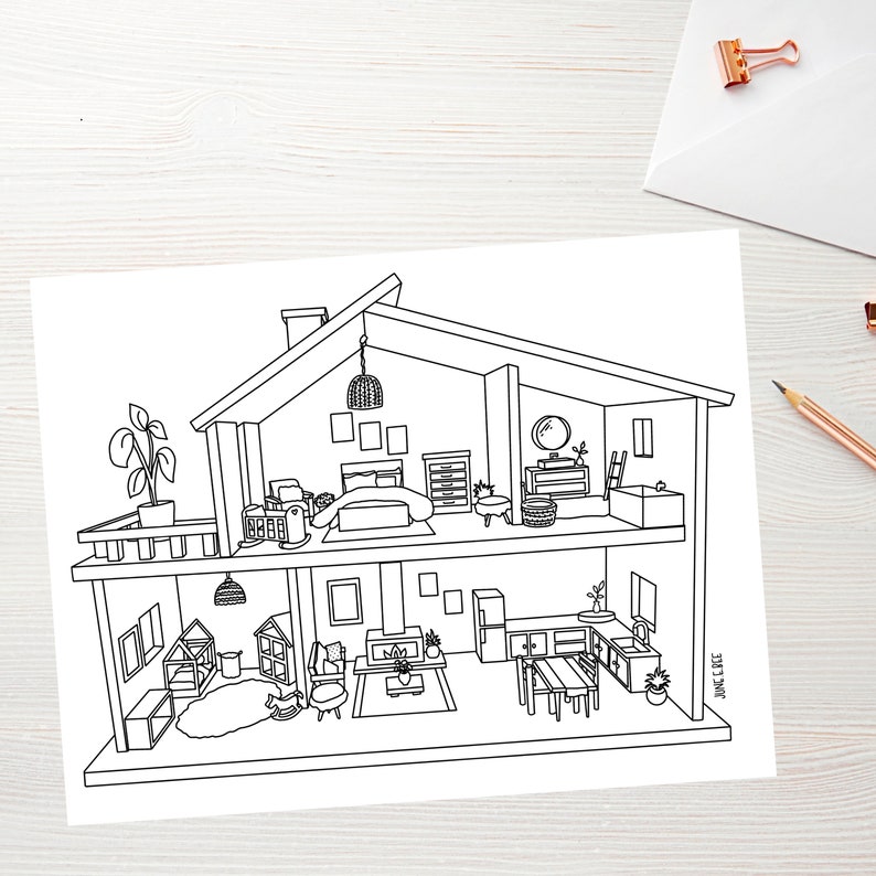 Doll House Coloring Pages, Doll House Printables, Doll House Design ...