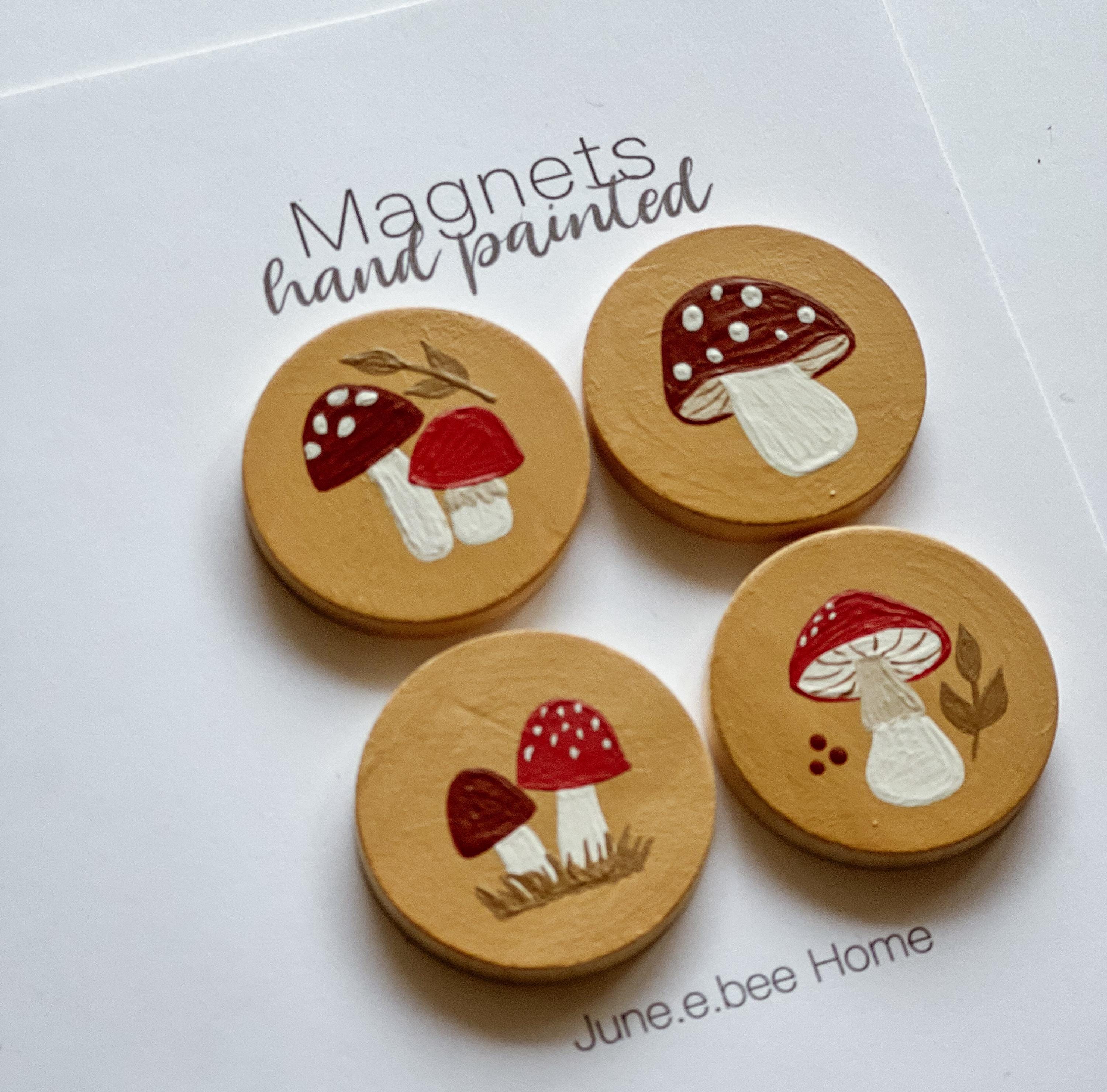 Toadstool Fridge Magnets • Hand Painted Mushroom Magnets • Wood Fridge ...