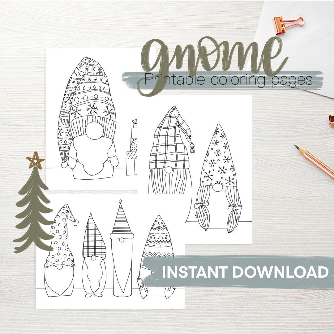 Gnome Coloring Pages, Christmas Coloring Pages, Christmas Printable ...