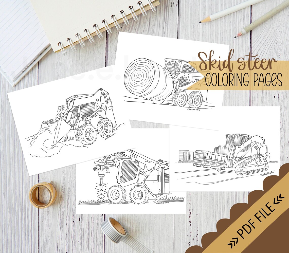 Skid Steer Coloring Pages, Mini Loader Printable, Construction ...