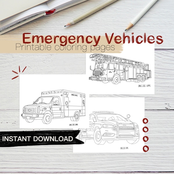 Ambulance Coloring Page - Etsy
