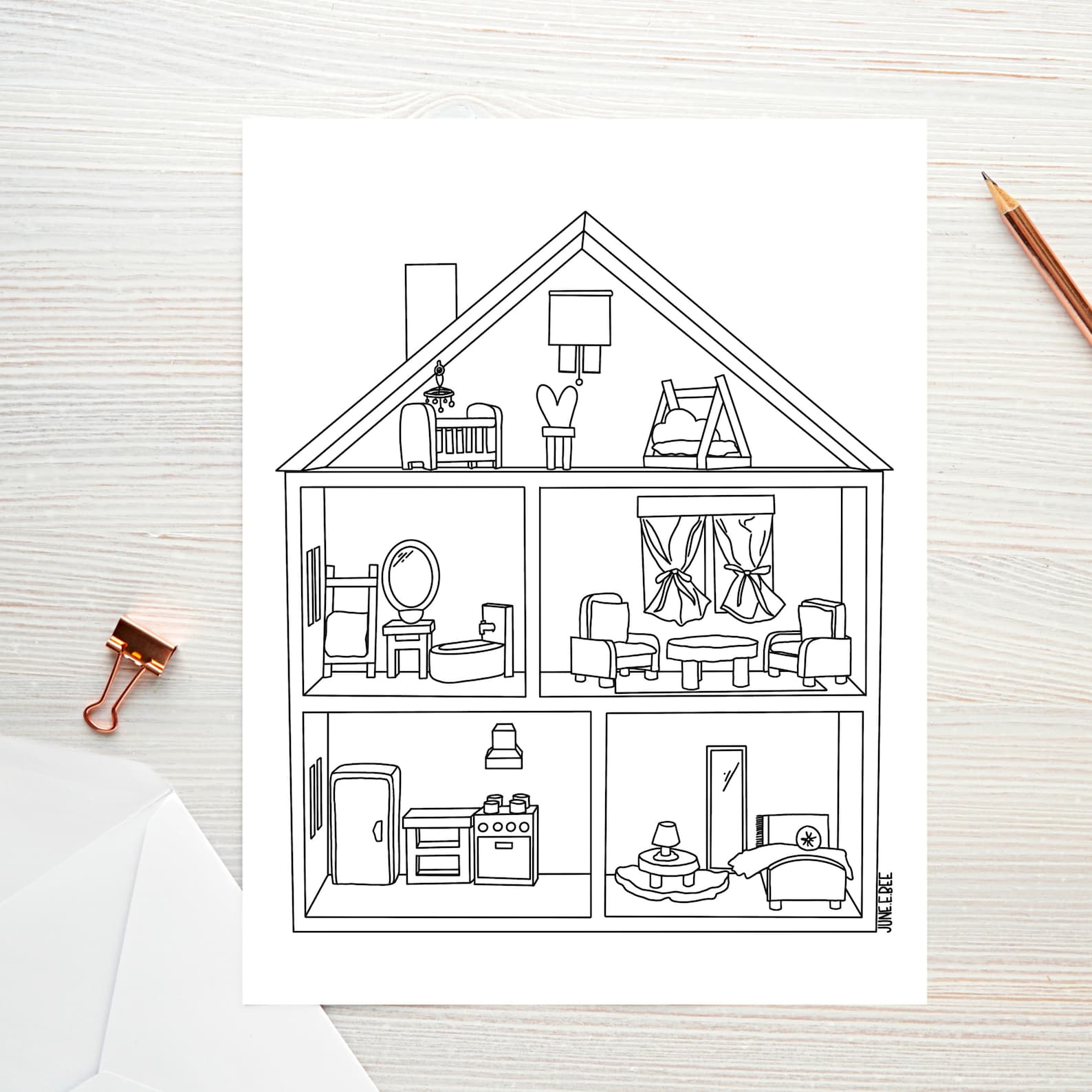 Doll House Coloring Pages, Doll House Printables, Doll House Design ...